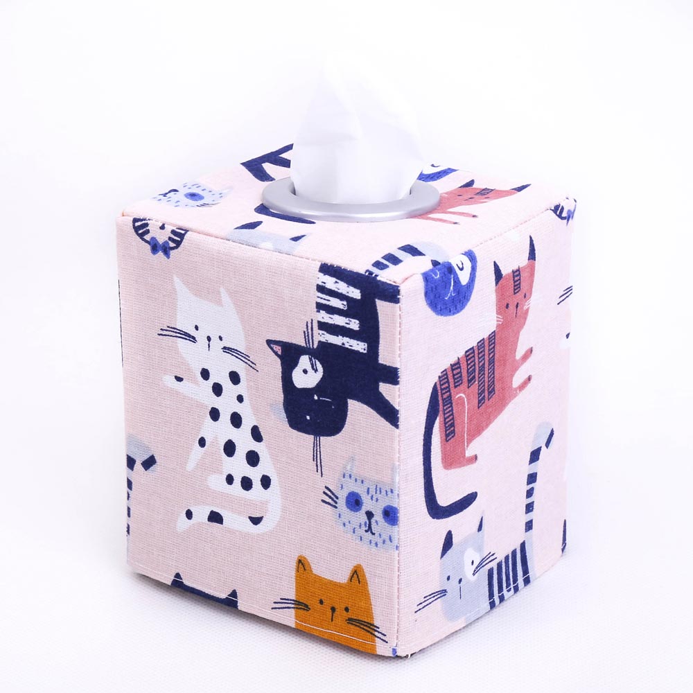 Buy Square Tissue Box Cover Pink Cat | Kawaii Quirky Décor