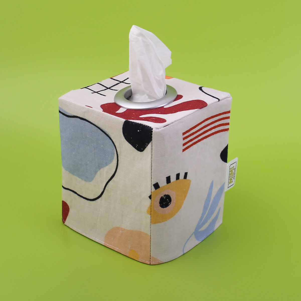 Square Tissue Box Cover Face Line Rainbow | Boho Decor