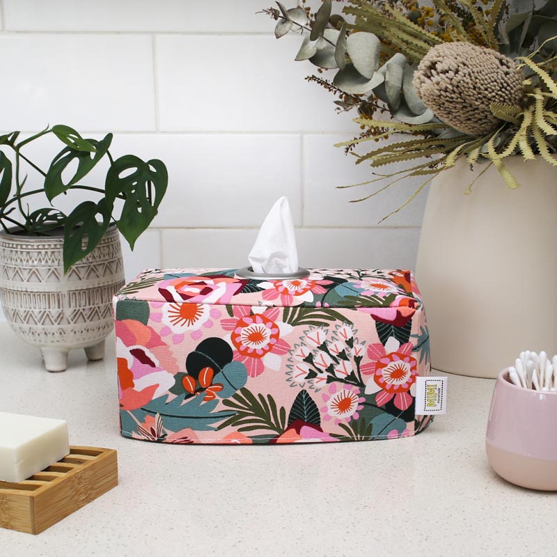 Buy Rectangular Tissue Box Cover | Pink Pastel Flowers