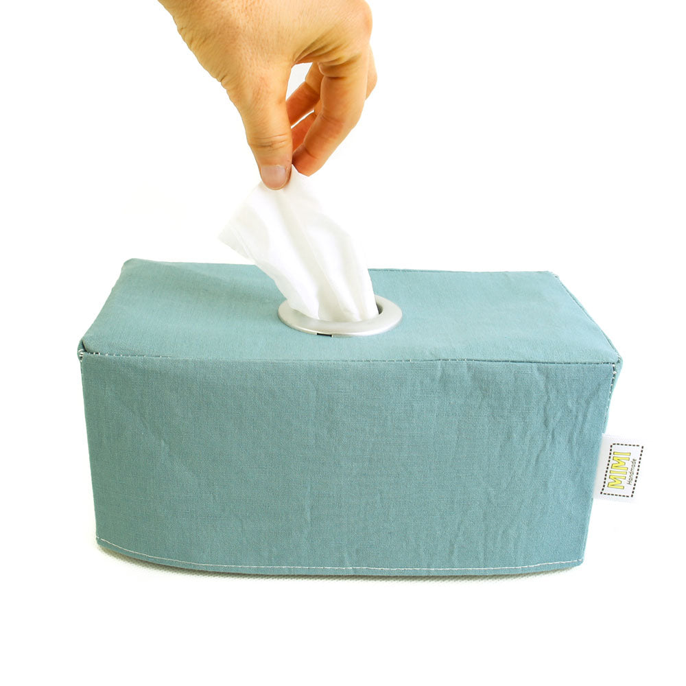 Buy Rectangular Linen Tissue Box Cover Light Teal Green Colour – MIMI ...