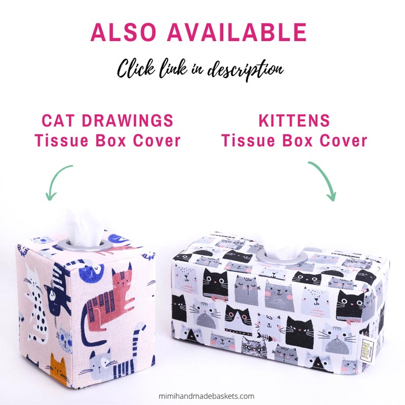 Buy Square Tissue Box Cover Pink Cat | Kawaii Quirky Décor