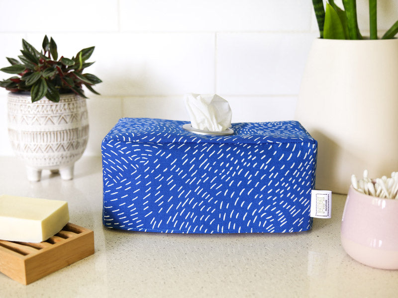 Shop Blue Rectangular Tissue Box Cover | Coastal Homewares