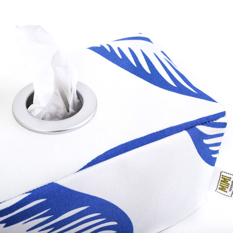 White & Blue Rectangular Tissue Box Cover | Coastal Décor