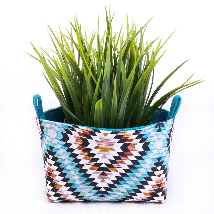 Buy Set of 2 Aztec Baskets Blue Geometric | Tribal Home Décor – MIMI ...