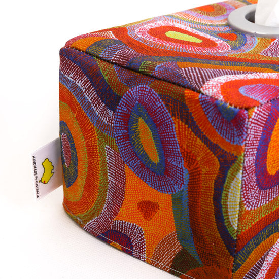 Buy Fabric Tissue Box Cover Orange Aboriginal Print – MIMI Handmade Baskets
